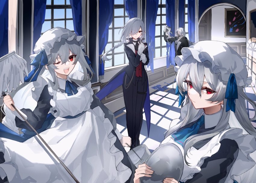 Safebooru - 1boy 3girls ;d adjusting clothes adjusting gloves alternate ...