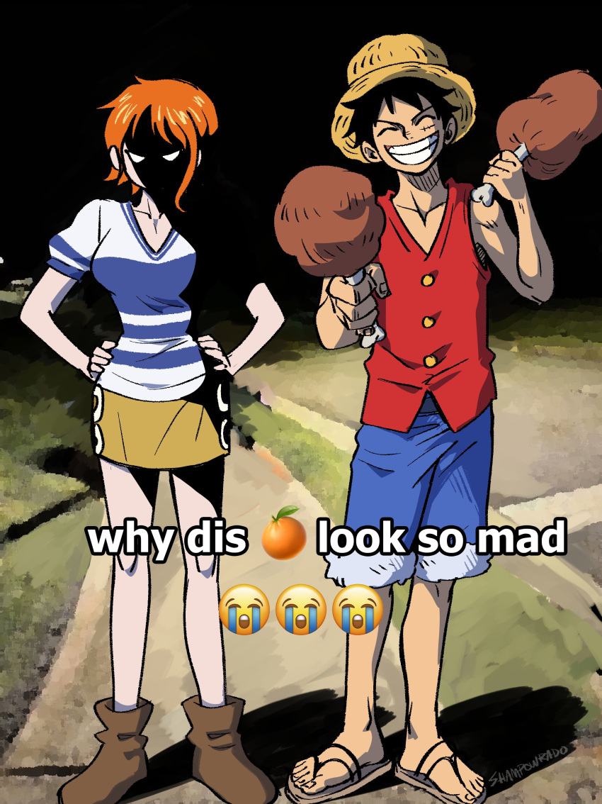 Safebooru - 1boy 1girl absurdres angry artist name bare legs bare shoulders black hair blue ...