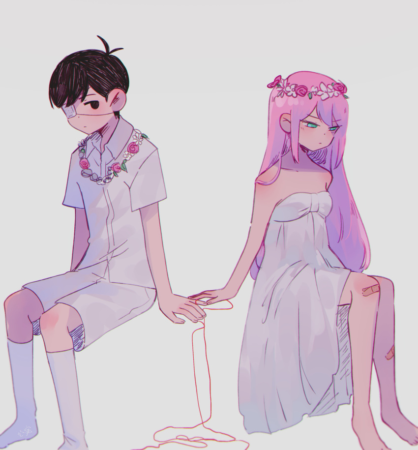 Safebooru - 1boy 1girl absurdres alternate costume aubrey (faraway) (omori) aubrey (omori ...