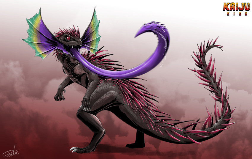 Safebooru - absurdres barbed tongue brown scales claws colored tongue ...