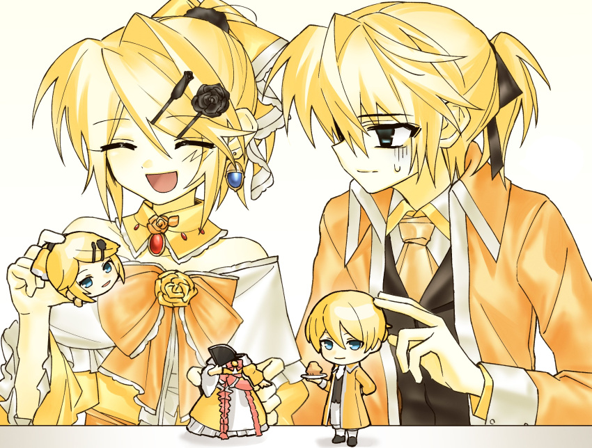 Safebooru - 1boy 1girl ^ ^ aku no meshitsukai (vocaloid) aku no musume (vocaloid) aqua eyes arm ...