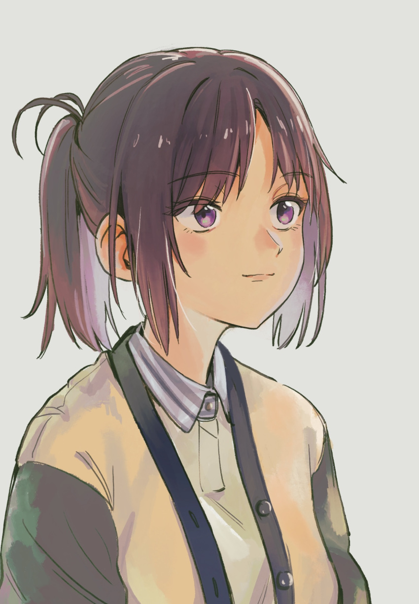 Safebooru - 1girl blush bonryuu brown hair brown jacket closed mouth collared shirt grey ...