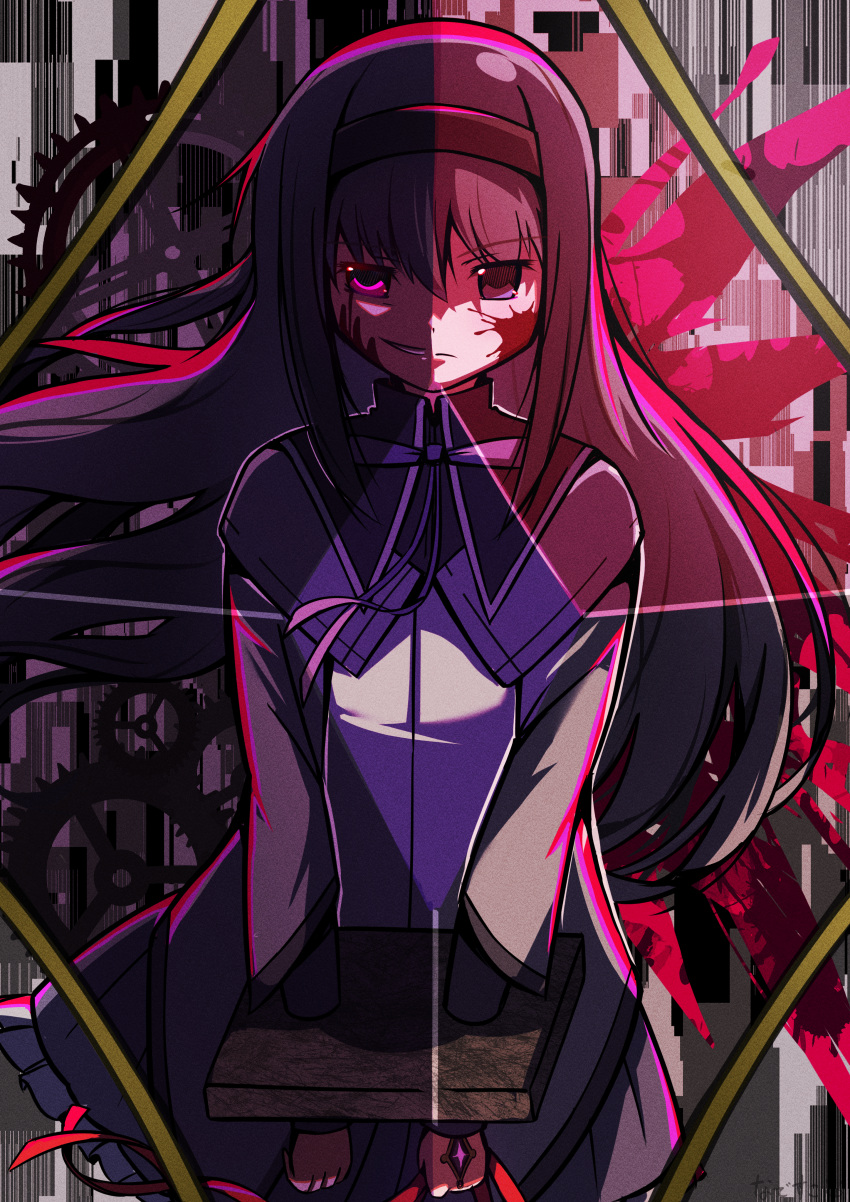 Safebooru - 1girl absurdres akemi homura black capelet black hair black ...