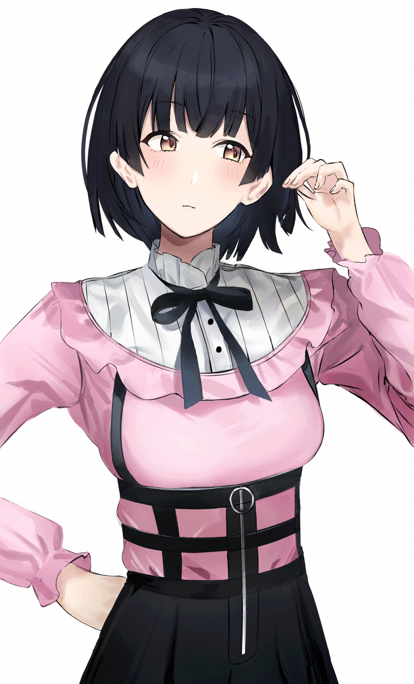 Safebooru - absurdres alternate hair length alternate hairstyle black hair black ribbon black ...