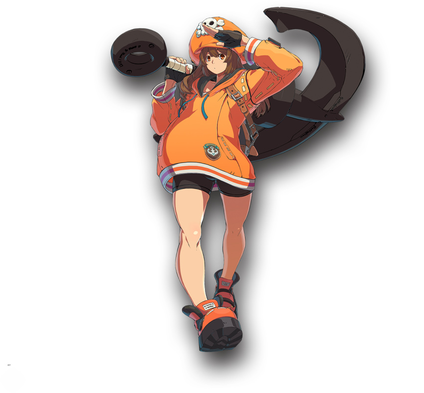 Safebooru - 1girl anchor bike shorts brown eyes brown hair closed mouth ...