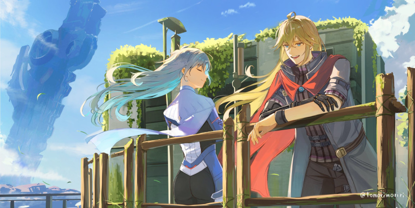 Safebooru - 1boy 1other a (xenoblade) ahoge amputee armored bodysuit ass blonde hair blue eyes ...