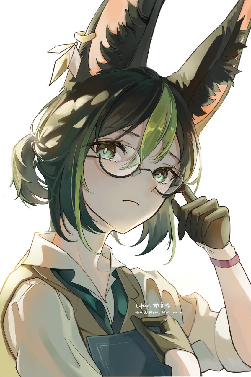 Safebooru - 1boy adjusting eyewear animal ear fluff animal ears black ...