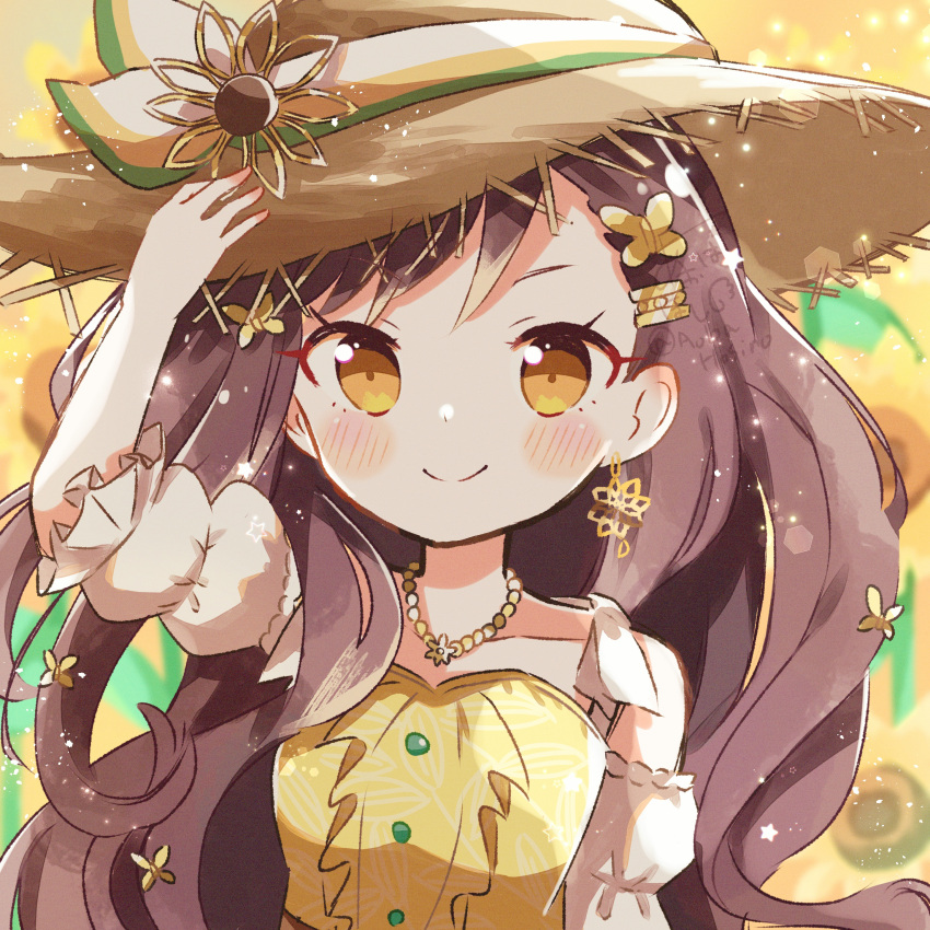 Safebooru - 1girl absurdres aobahosino black hair butterfly hair ornament detached sleeves dress ...