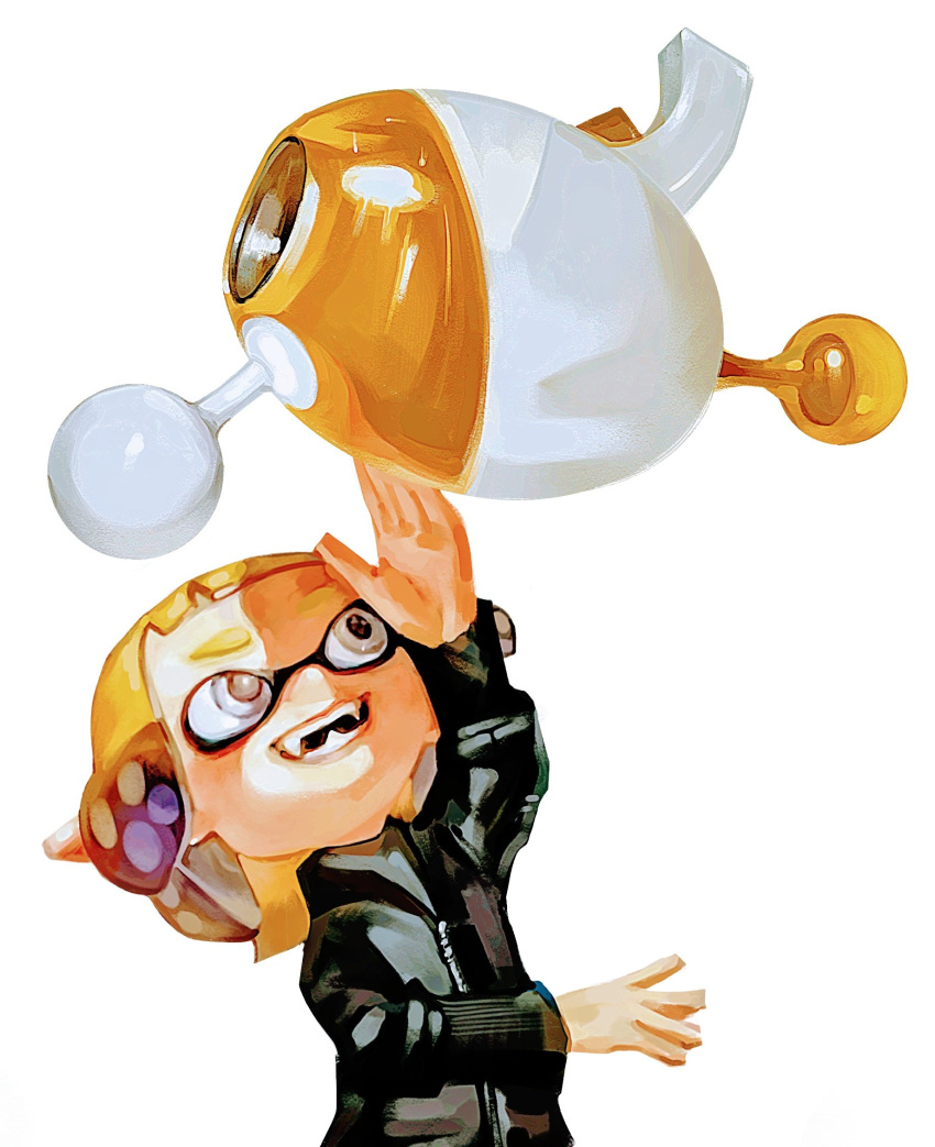 Safebooru - 1girl black jacket commentary grey eyes gun highres inkling ...