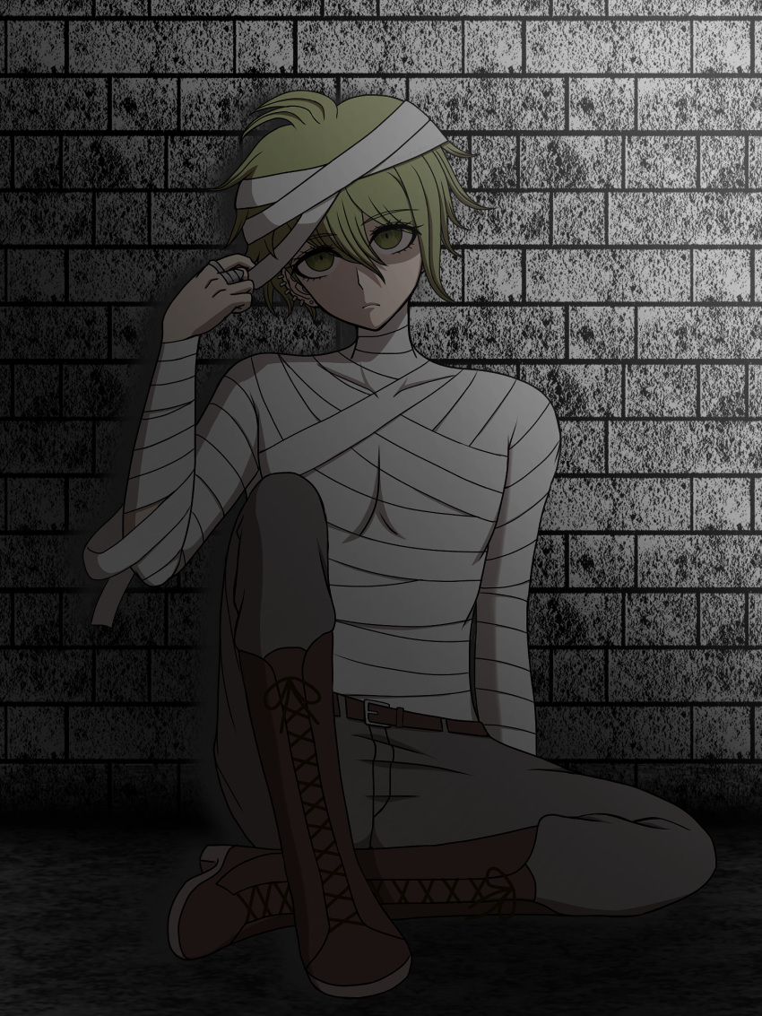 Safebooru - 1boy amami rantaro bandaged arm bandaged chest bandaged head bandages belt boots ...