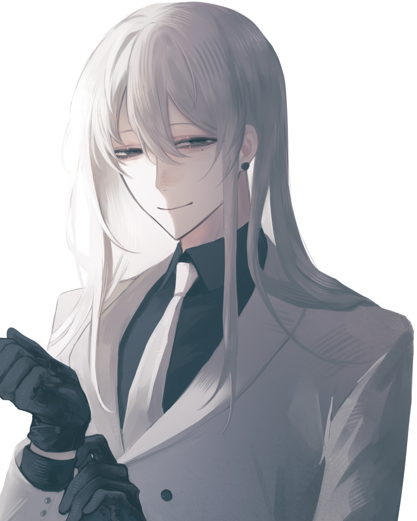 Safebooru - 1boy absurdres black gloves black shirt chinese commentary closed mouth collared ...