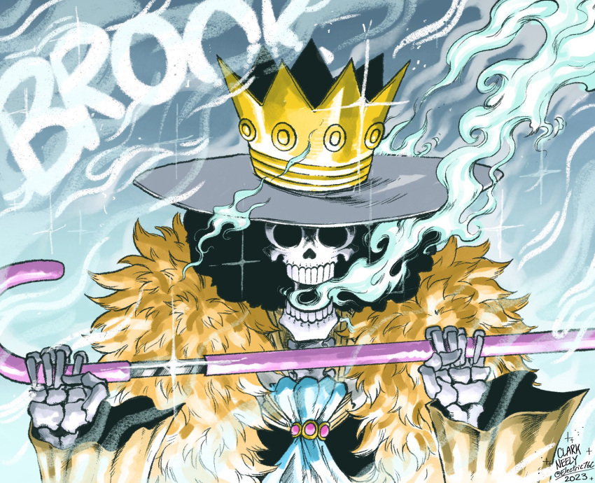 Safebooru - 1boy 2023 afro artist name ascot black hair blue ascot ...