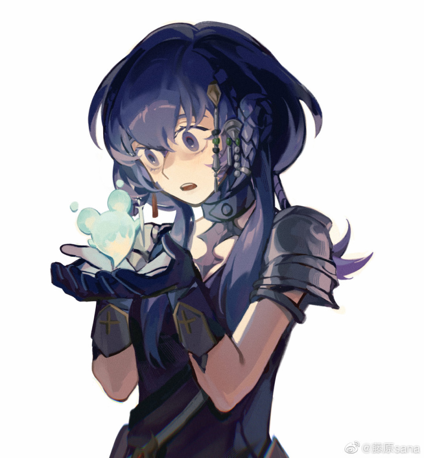 Safebooru - 1girl animal armor armored gloves au ra blue eyes blue hair ...