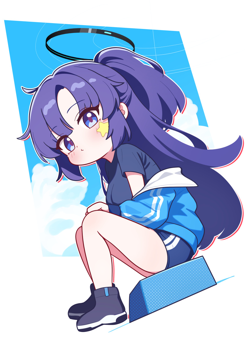 Safebooru - 1girl absurdres black footwear black shirt blue archive blue buruma blue jacket ...