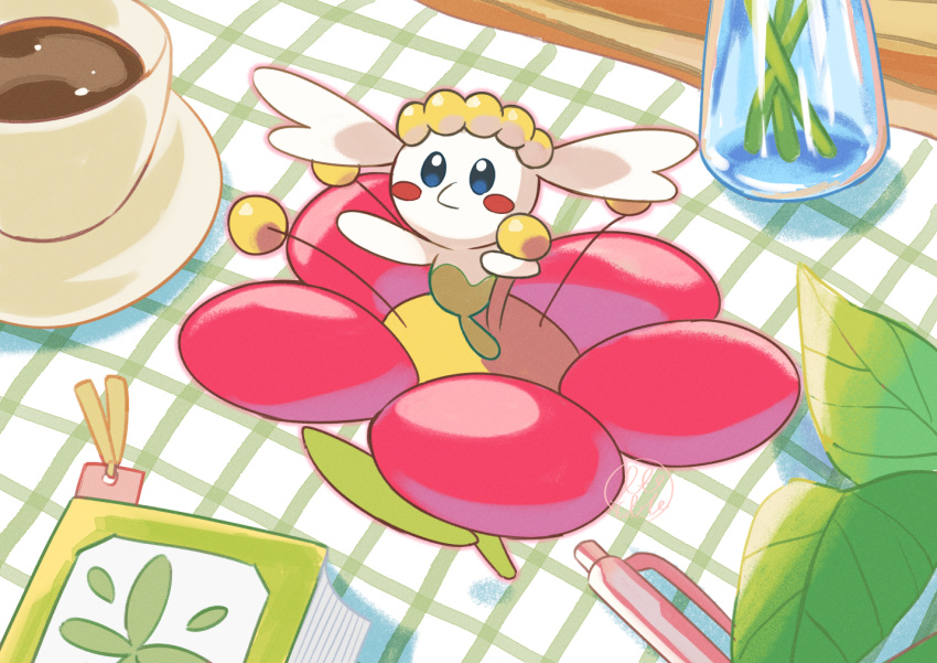 Safebooru - blush stickers book commentary request cup flabebe flabebe ...