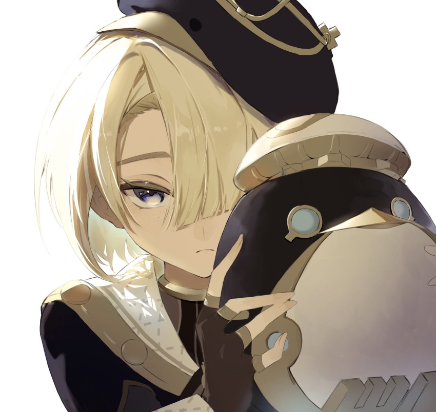 Safebooru - 1boy beret blonde hair blue eyes fingerless gloves freminet (genshin impact) genshin ...