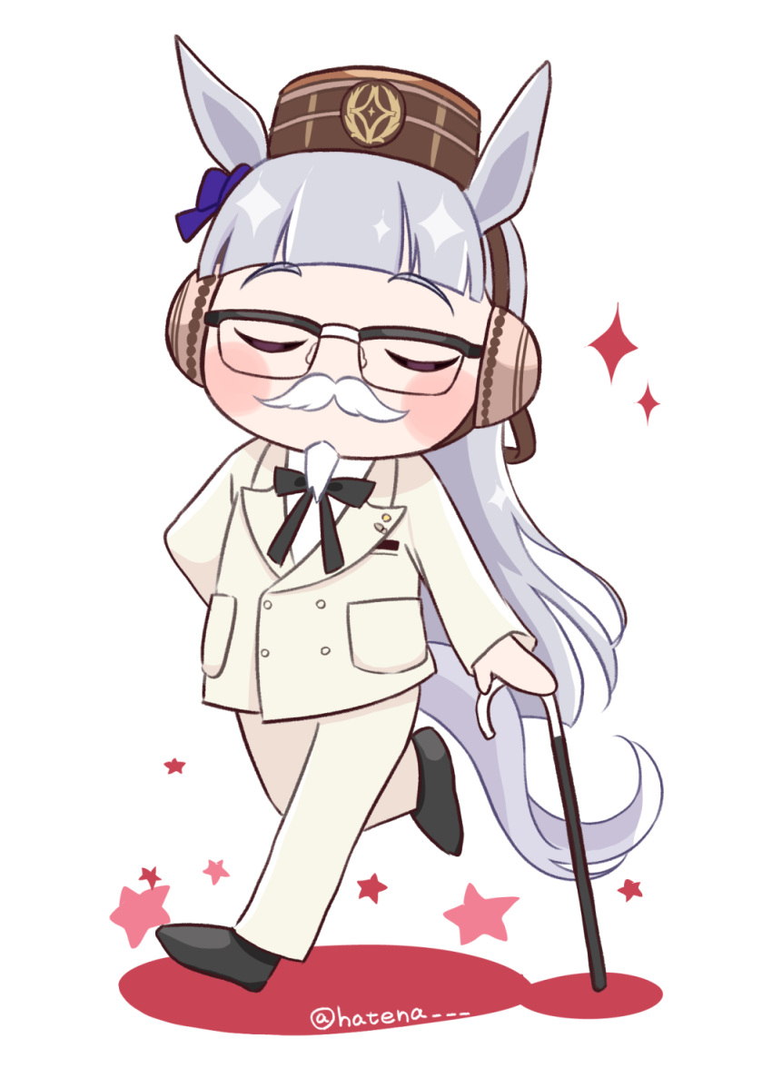 Safebooru - 1girl animal ears black-framed eyewear black bow black ...