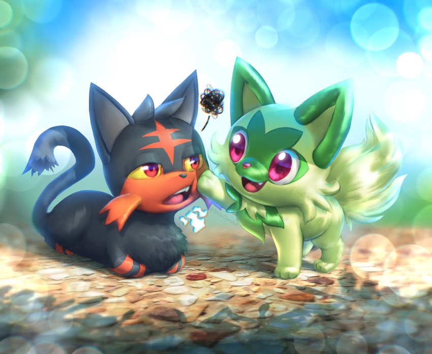 Safebooru - black fur cat colored sclera green fur highres litten ...