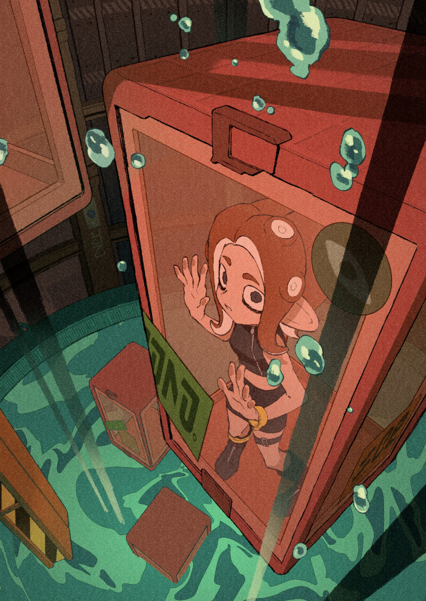 Safebooru - 1girl absurdres against glass agent 8 (splatoon) anklet ...