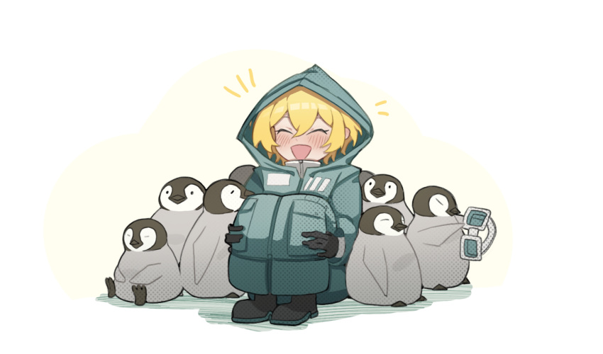 Safebooru - 1girl bird black footwear black gloves blonde hair blush ...