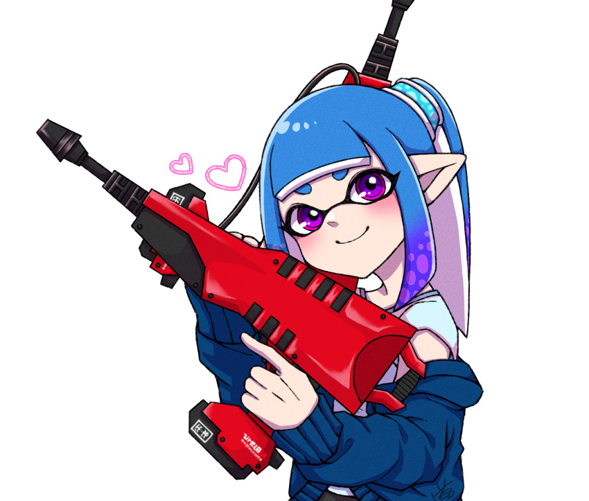 Safebooru - blue hair blue jacket dual squelcher (splatoon) dual ...
