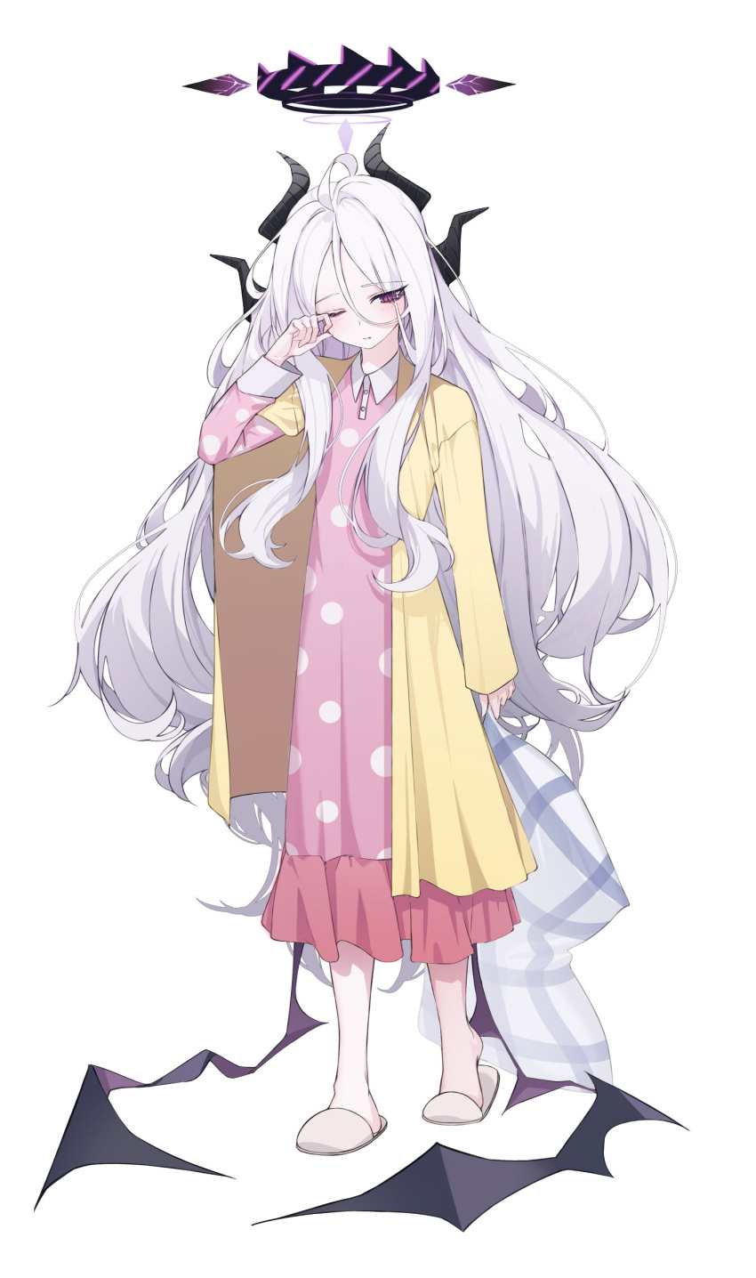 Safebooru - 1girl absurdres black wings blue archive closed mouth demon horns demon wings full ...