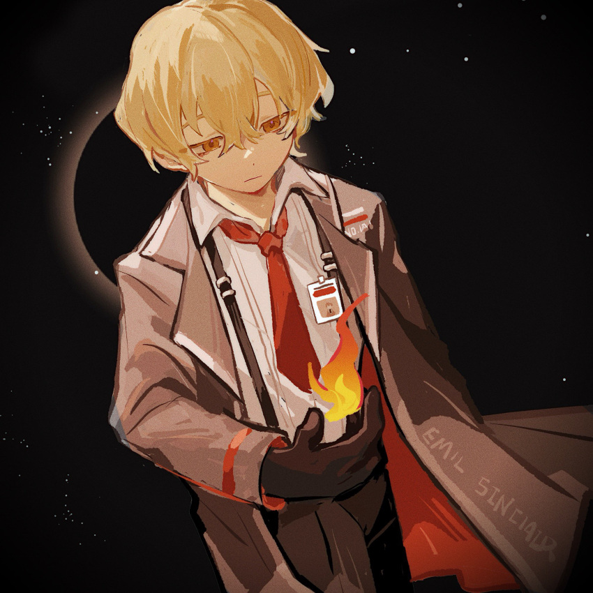 Safebooru - 1boy black coat black gloves blonde hair closed mouth coat collared shirt cowboy ...
