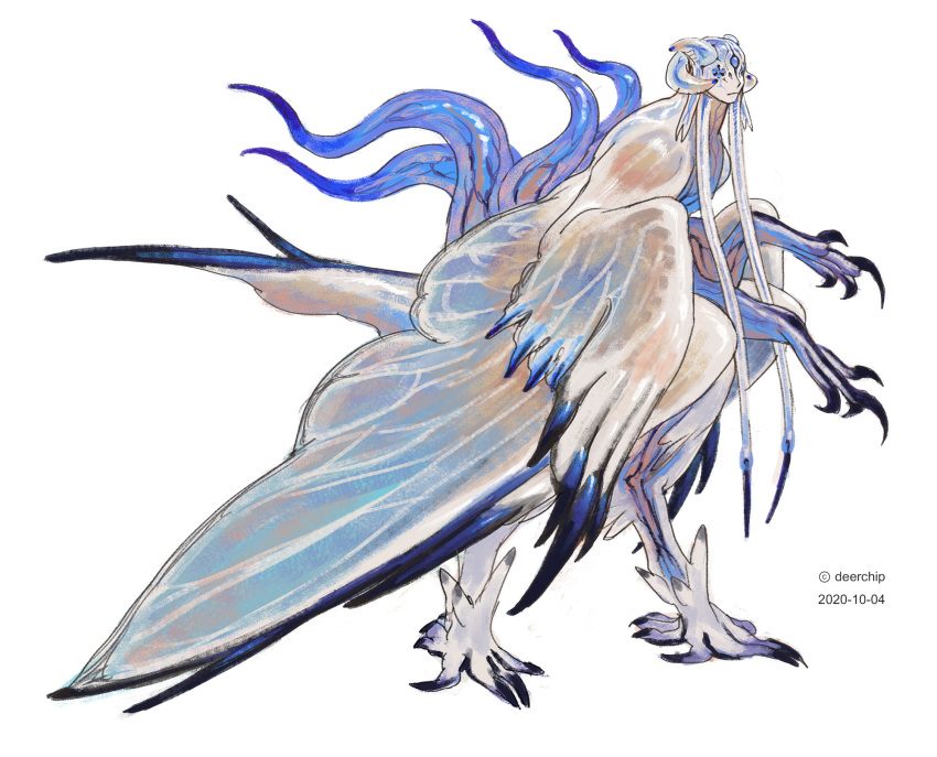 Safebooru - 1other artist name bird tail blue gemstone butterfly wings ...
