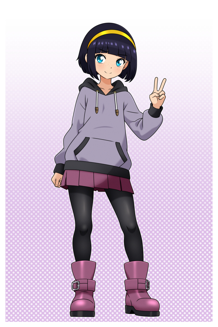 Safebooru - 1girl absurdres arm at side black hair black pantyhose blue eyes blunt bangs blunt ...