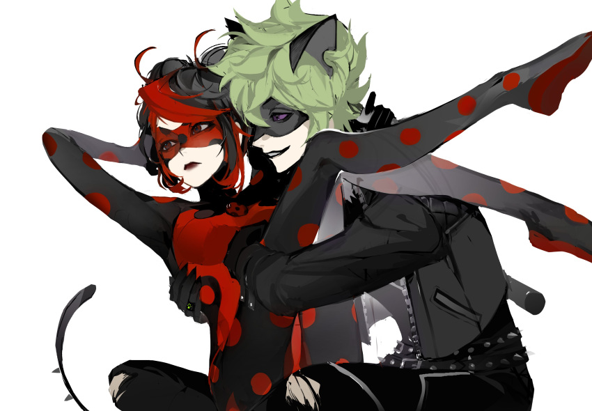 Safebooru - 1boy 1girl adrien agreste animal ears black mask black ...