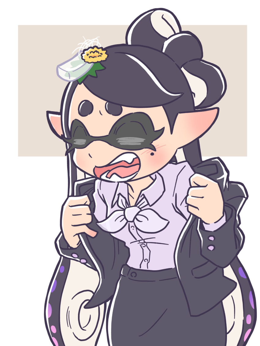 Safebooru - 1girl black hair black skirt bow-shaped hair callie ...