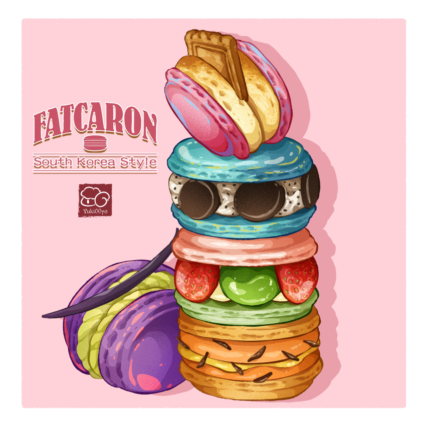 Safebooru - artist logo artist name border cookie food food focus food name fruit highres ...