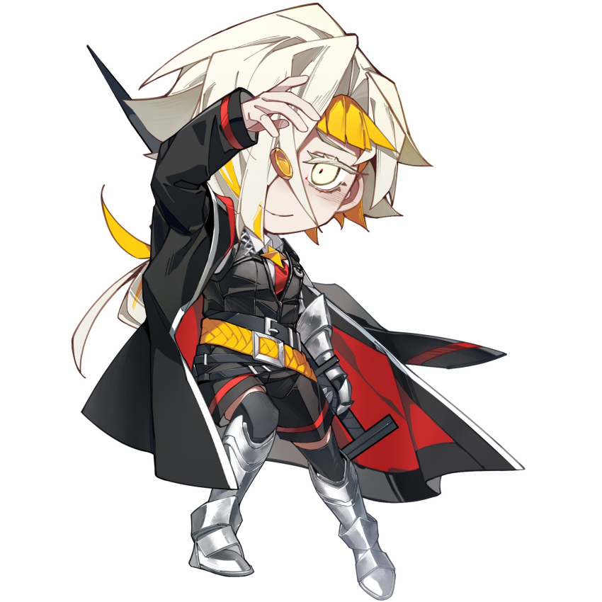 Safebooru - 1girl armor belt black belt black coat black shorts black ...