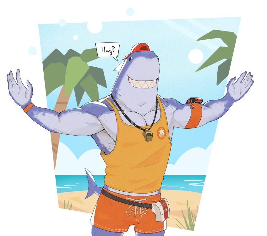 Safebooru - 1boy absurdres armband backwards hat baseball cap beach ...