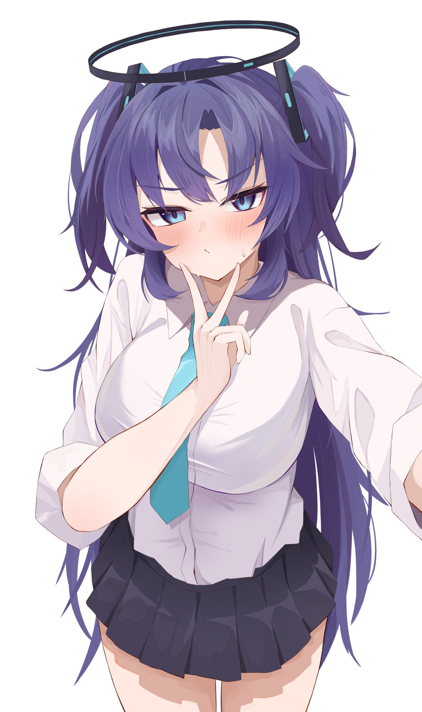 Safebooru - 1girl absurdres aipa aqua necktie black halo black skirt blue archive blue eyes blue ...