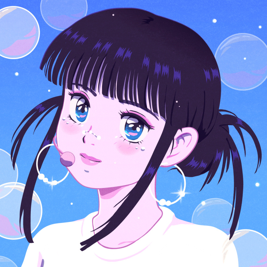 Safebooru - animated animated gif animification blue background bubble ...