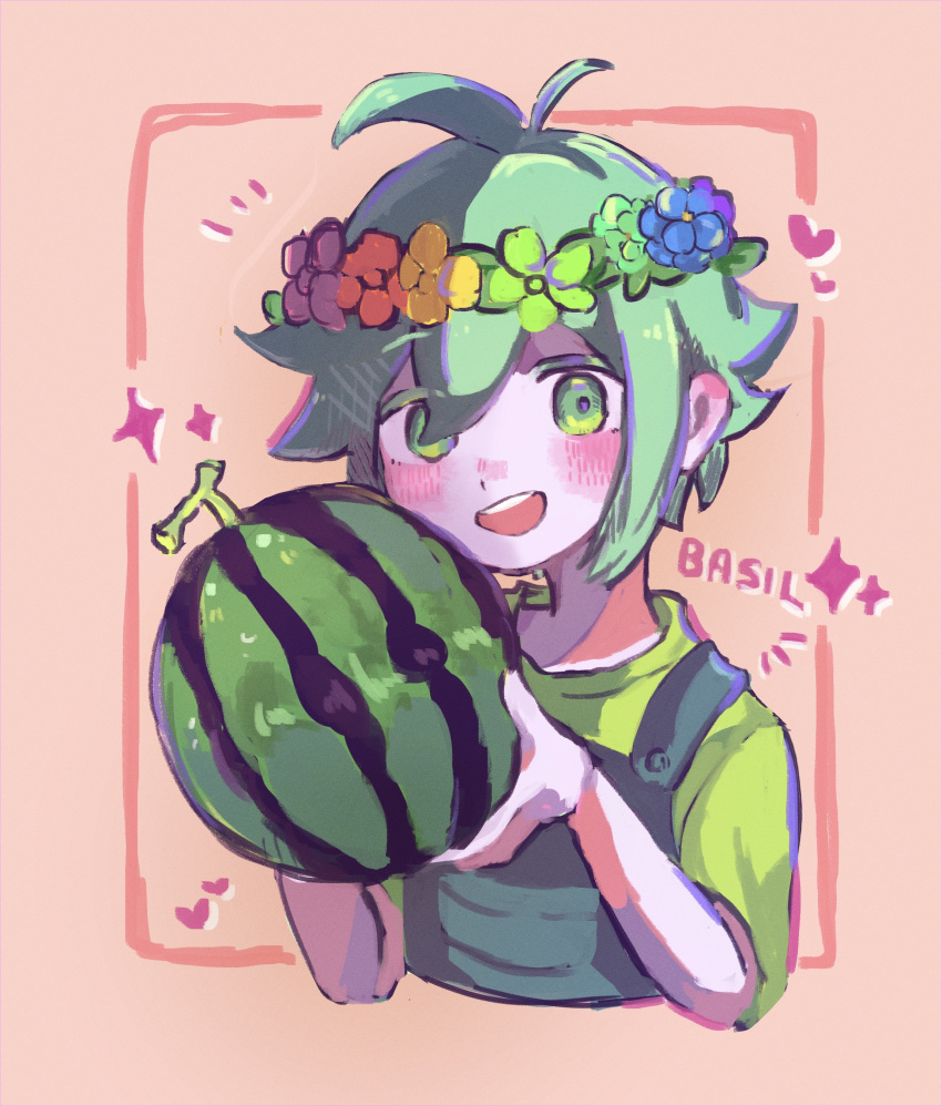 Safebooru - 1boy :d absurdres antenna hair basil (headspace) (omori ...