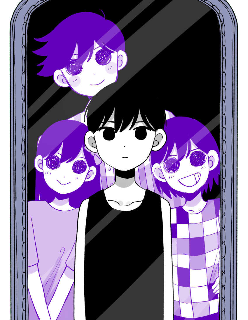 Safebooru - 1girl 3boys :> @ @ aubrey (headspace) (omori) aubrey (omori ...