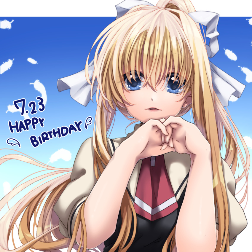 Safebooru - 1girl air (visual novel) ascot blonde hair blue eyes commentary request dated day ...