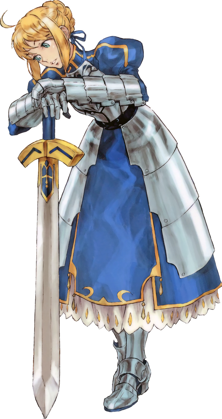 Safebooru - 1girl absurdres ahoge aqua eyes armor armored boots armored dress artoria pendragon ...