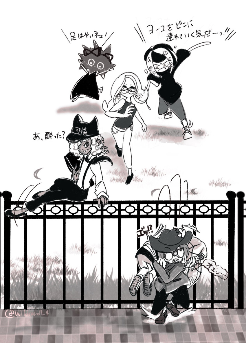 Safebooru - 6+girls aachin (splatoon) bibi (splatoon) black dress black ...