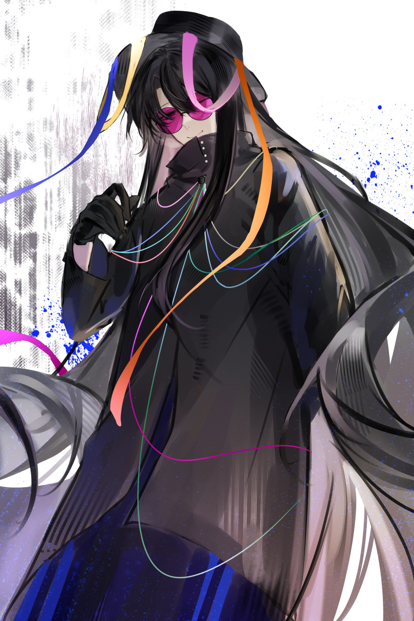 Safebooru - 1boy ;) absurdres black coat black eyes black gloves black hair black hat blue ...