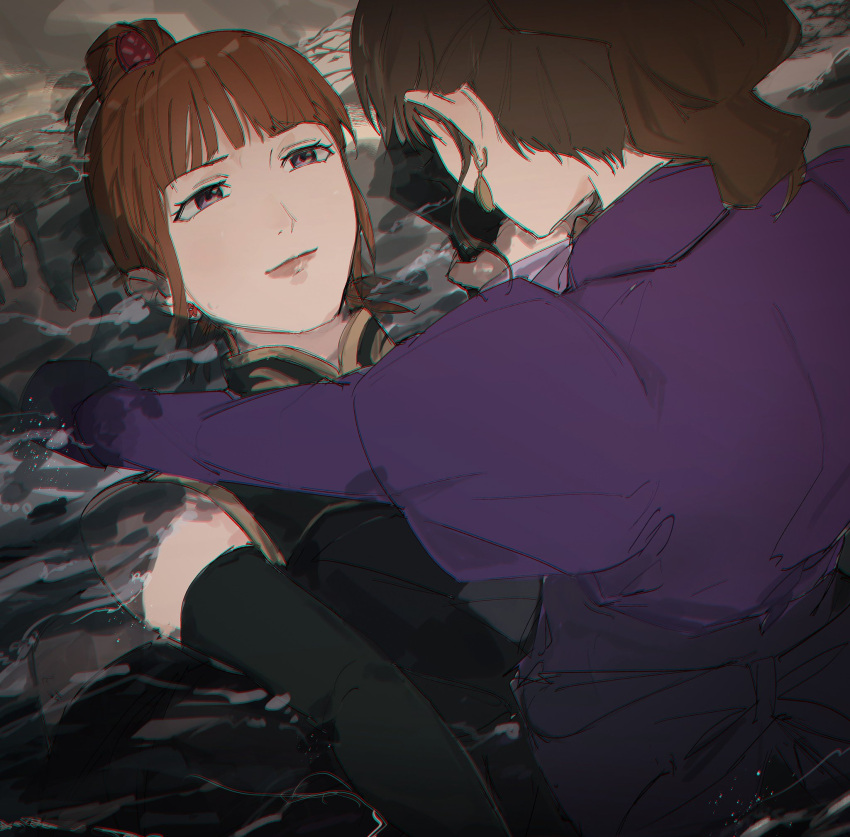 Safebooru - 2girls beach biiko (king1015g) black gloves brown hair ...