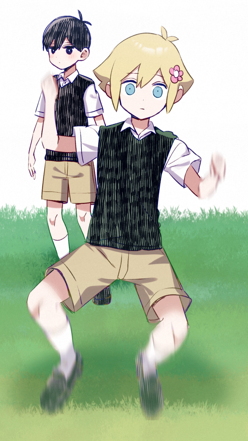 Safebooru - 2boys basil (faraway) (omori) basil (omori) black eyes black hair blonde hair blue ...