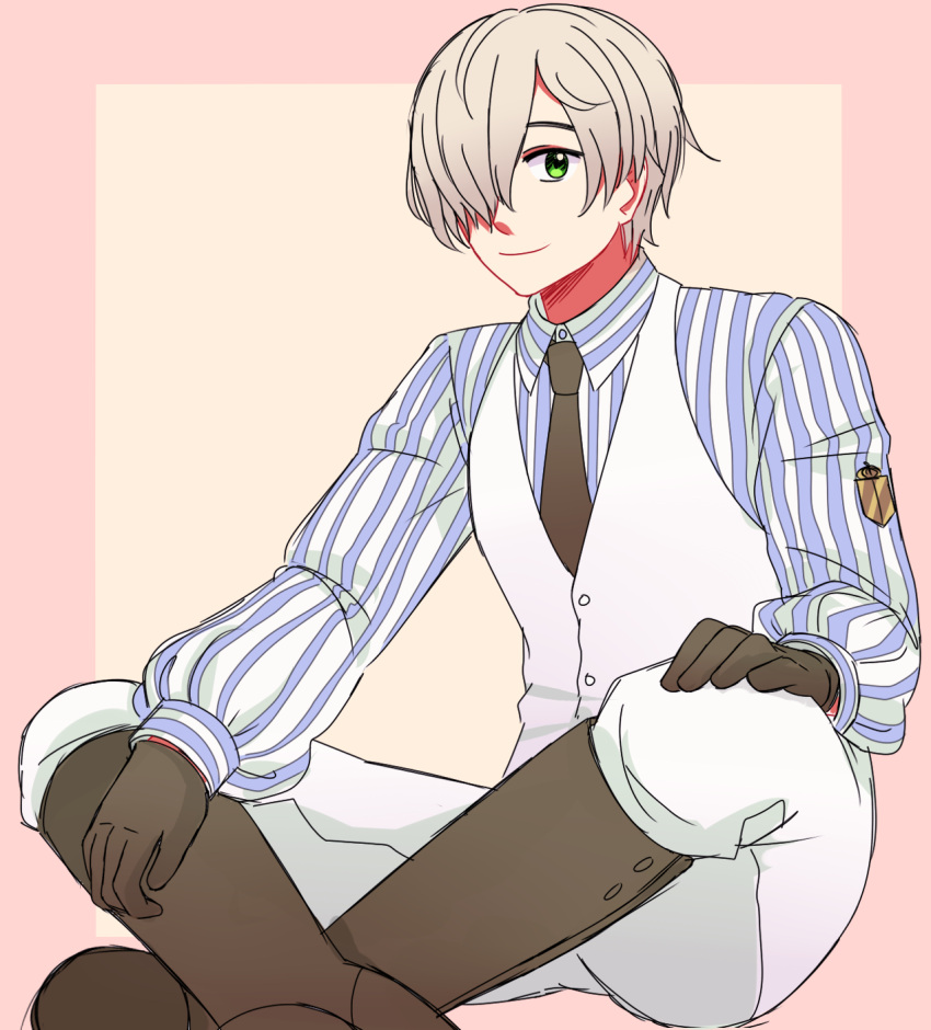 Safebooru - 1boy axis powers hetalia blonde hair blue shirt boots border brown footwear brown ...