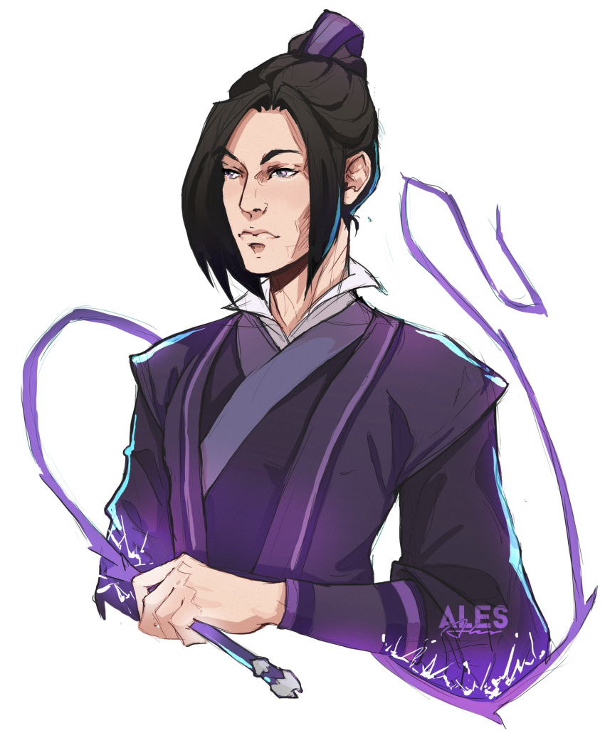 Safebooru - 1boy ales artist logo black hair chinese clothes closed ...