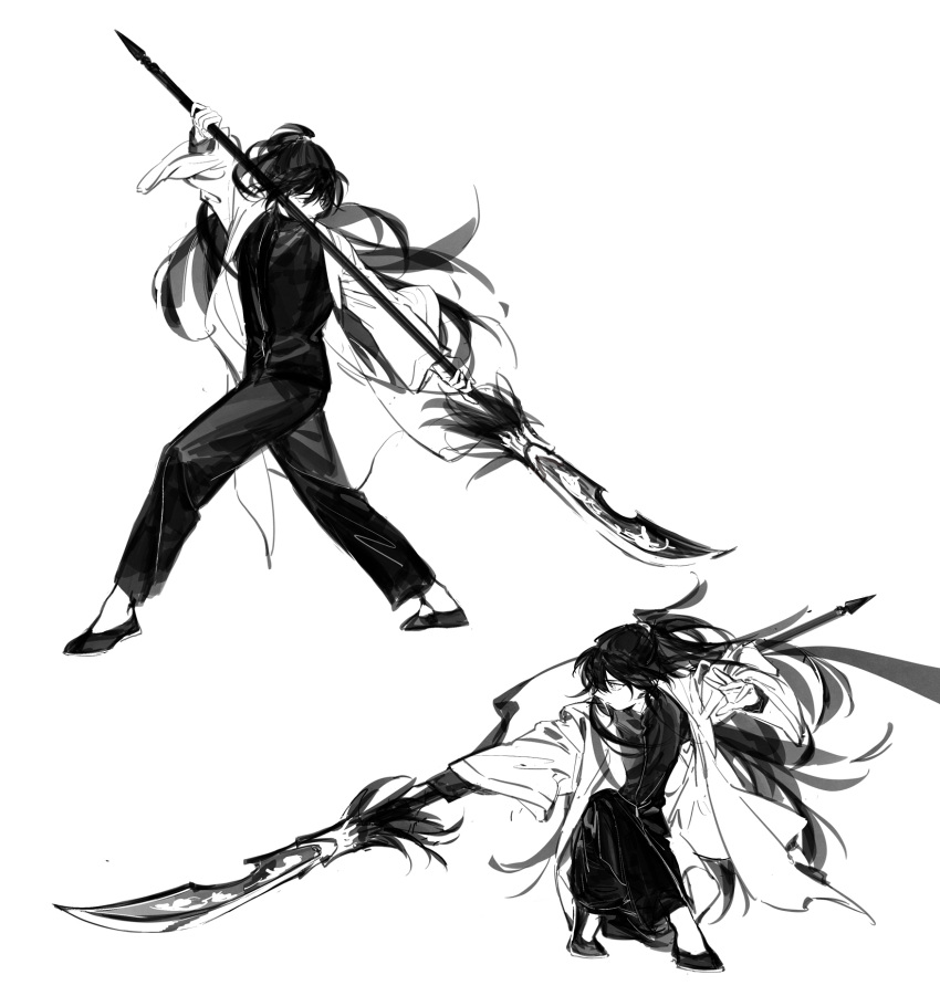 Safebooru - 1boy chinese clothes coat fighting stance flats full body ...