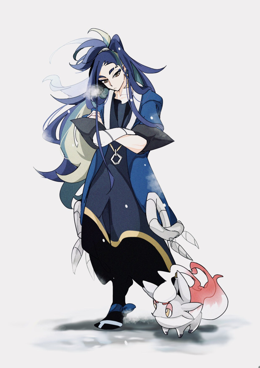Safebooru - 1boy adaman (pokemon) aqua hair blue hair breath bright ...