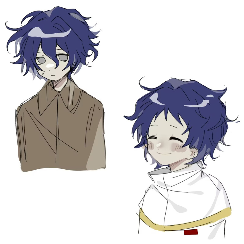 Safebooru - 1boy amber-breathe blue hair brown shirt capelet chinese ...