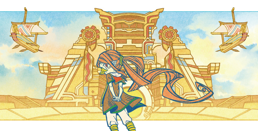 Safebooru - 1girl aircraft airship beak bird girl blush stickers brown ...